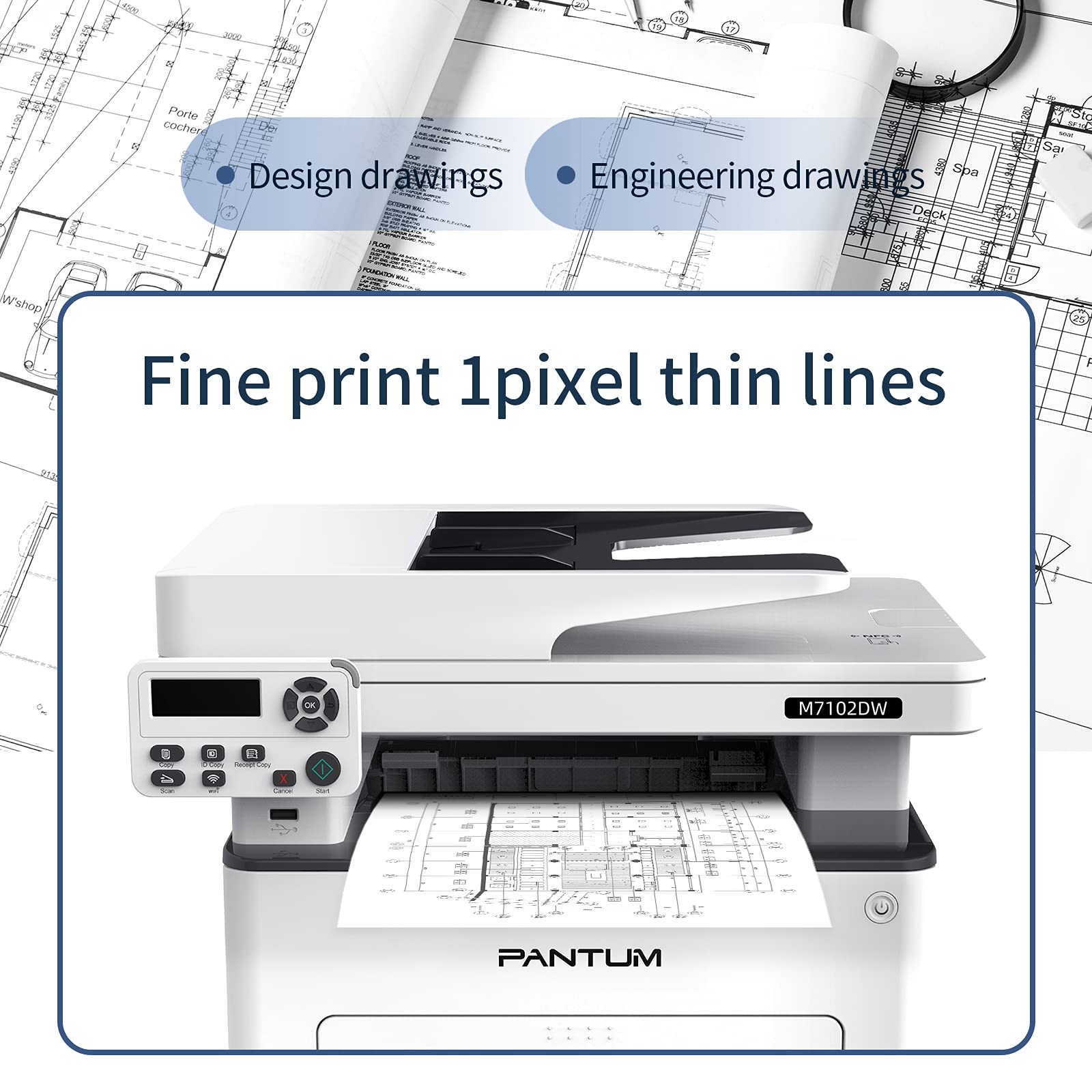 Pantum M7102DW Monochrome Wireless All-in-one ADF Multifunction Laser Printer, Auto Duplex, Copy&Scan(W5G63B)