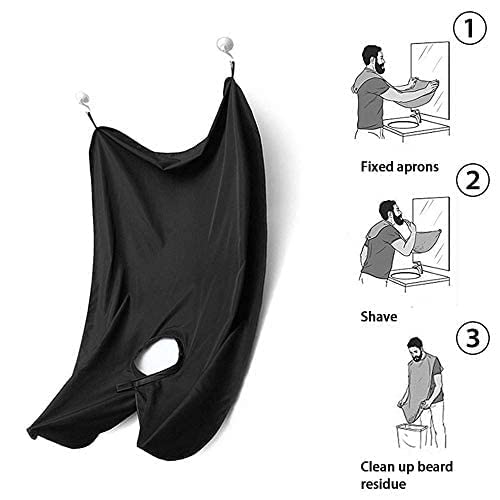 Beard Apron Catcher - Valentine's Day Gift for Man Beard Trimming Bib Non-Stick Beard Catcher Grooming Cape with 3 Suction Cups