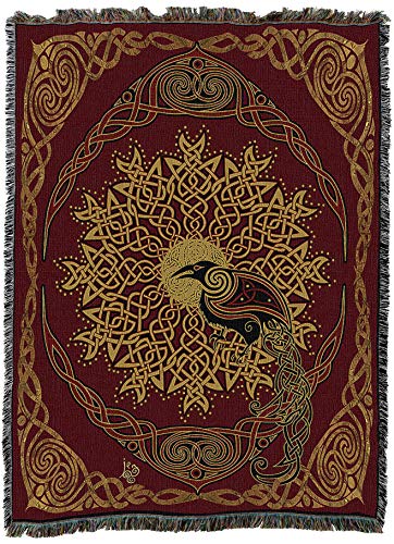 Pure Country Weavers Solstice Ravens Blanket by Jen Delyth - Celtic Gift Tapestry Throw Woven from Cotton - Made in The USA (72x54)