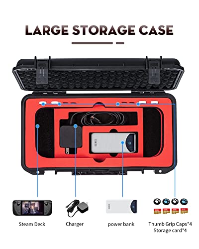 DEVASO Upgraded Carrying Case for Steam Deck, Professional Deluxe Waterproof Case Soft Lining Hard Shell Travel Case for Steam Deck Console and Other Accessories
