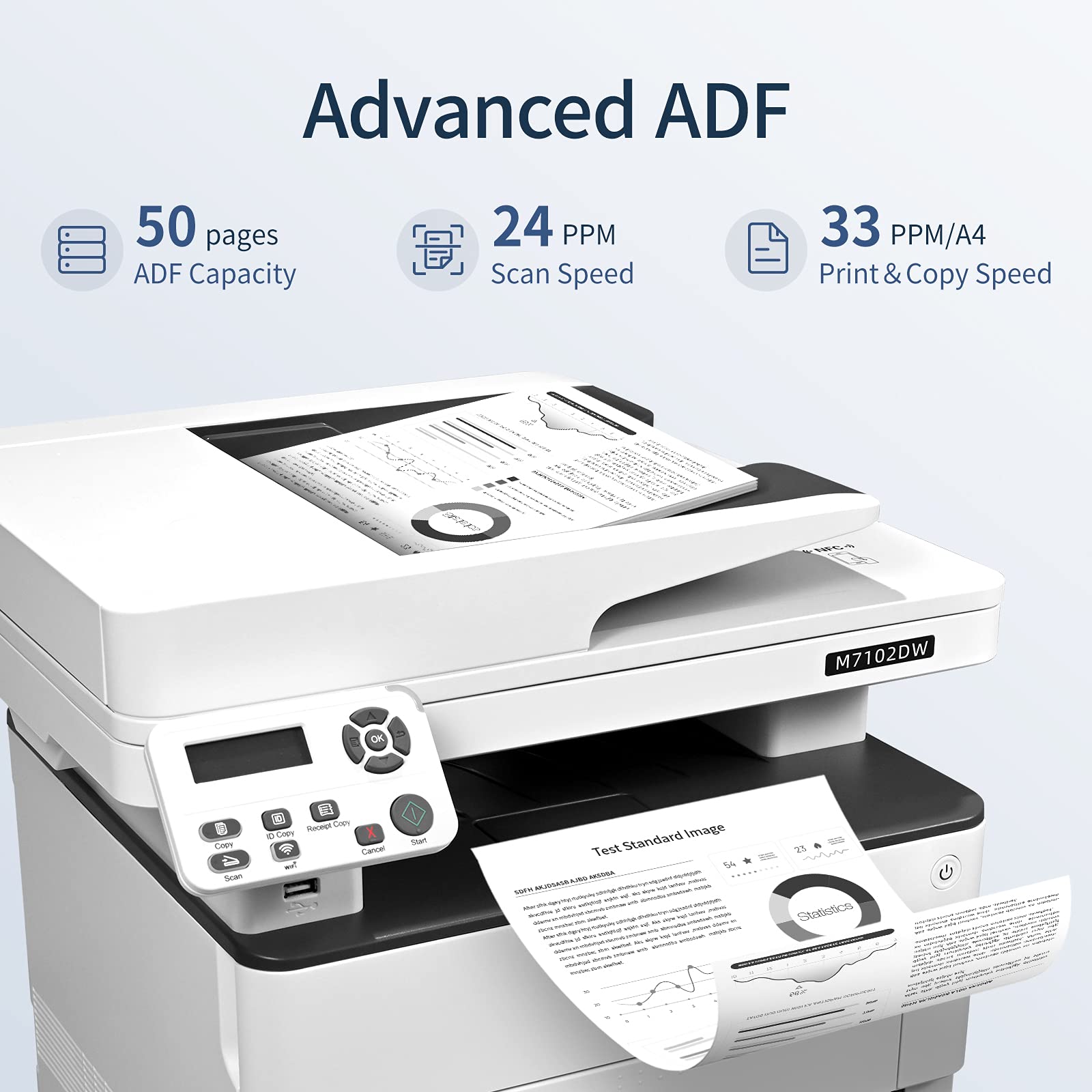 Pantum M7102DW Monochrome Wireless All-in-one ADF Multifunction Laser Printer, Auto Duplex, Copy&Scan(W5G63B)