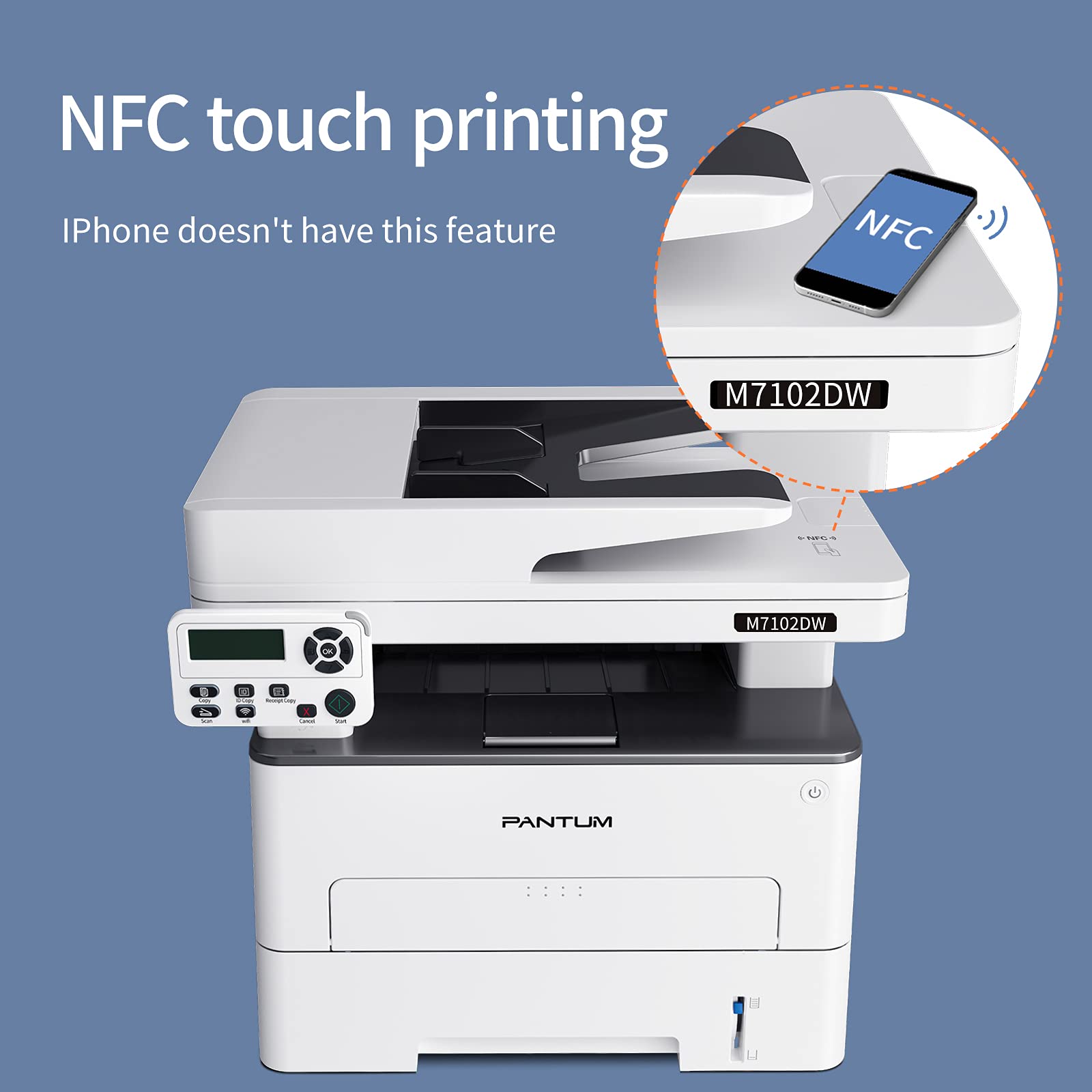 Pantum M7102DW Monochrome Wireless All-in-one ADF Multifunction Laser Printer, Auto Duplex, Copy&Scan(W5G63B)