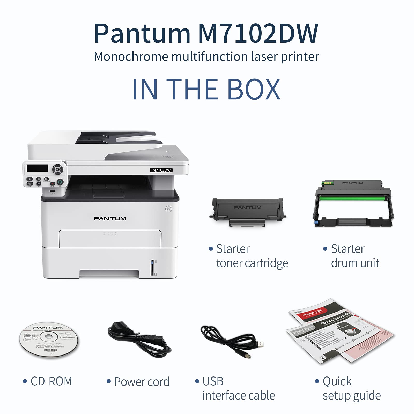 Pantum M7102DW Monochrome Wireless All-in-one ADF Multifunction Laser Printer, Auto Duplex, Copy&Scan(W5G63B)