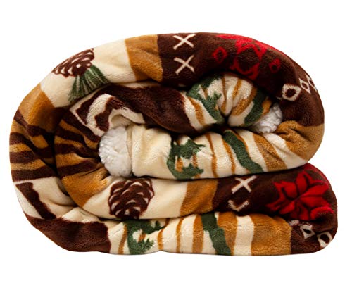 Carstens Soft Sherpa Plush Throw Blanket, Hinterland Collection 54" x 68"