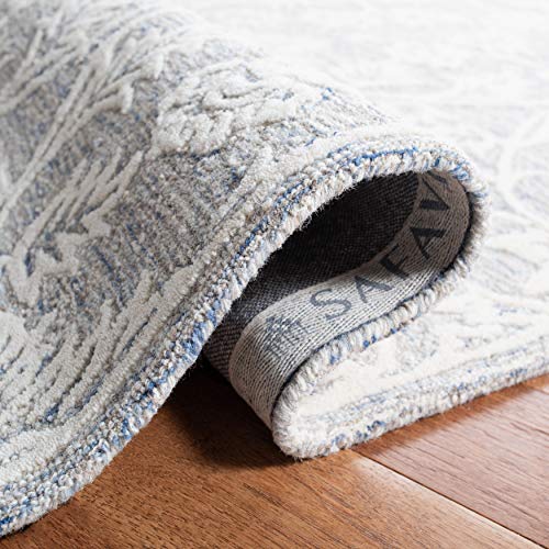 SAFAVIEH Glamour Collection 9' x 12' Blue/Ivory GLM651M Handmade Premium Wool Area Rug