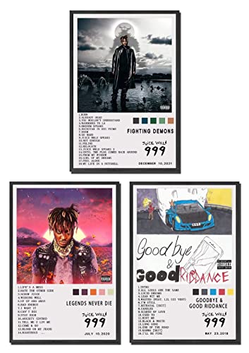 ZDJ A Set of 3 canvas posters,Juice Wrld Poster Album Cover Posters Aesthetics 3 Piece Set,8x12Inch Canvas Prints Unframed Set of 3