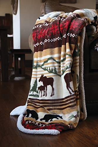 Carstens Soft Sherpa Plush Throw Blanket, Hinterland Collection 54" x 68"