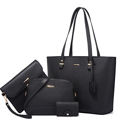 Handbags for Women Large Tote Shoulder Bags Top Handle Satchel Purses Wallet Crossbody Bag set 4pcs