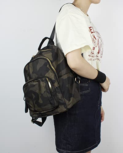 Clara Camouflage Women Mini Backpack Nylon Leisure Daypack Printed Shoulder Bag Handbag Purse(Camouflage)