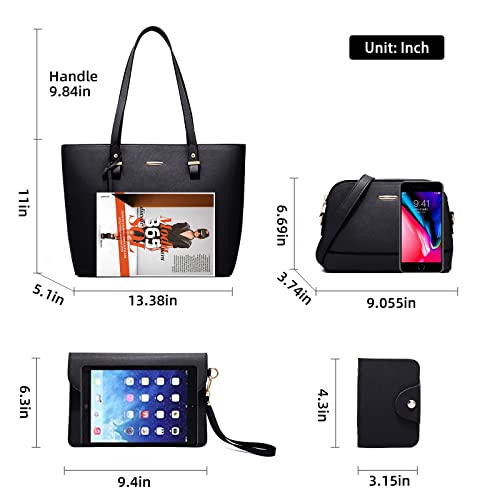 Handbags for Women Large Tote Shoulder Bags Top Handle Satchel Purses Wallet Crossbody Bag set 4pcs