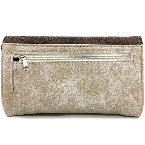 Zelris Turquoise Rhinestone Cross Western Women Conceal Carry Handbag Wallet Set (Beige)