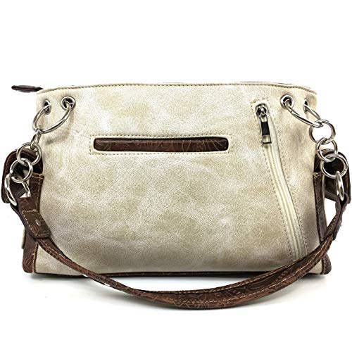 Zelris Turquoise Rhinestone Cross Western Women Conceal Carry Handbag Wallet Set (Beige)