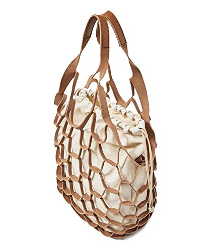 Nautical Purse Beach Bag Tote Inspired By a Fishnet (Medium, Tan)