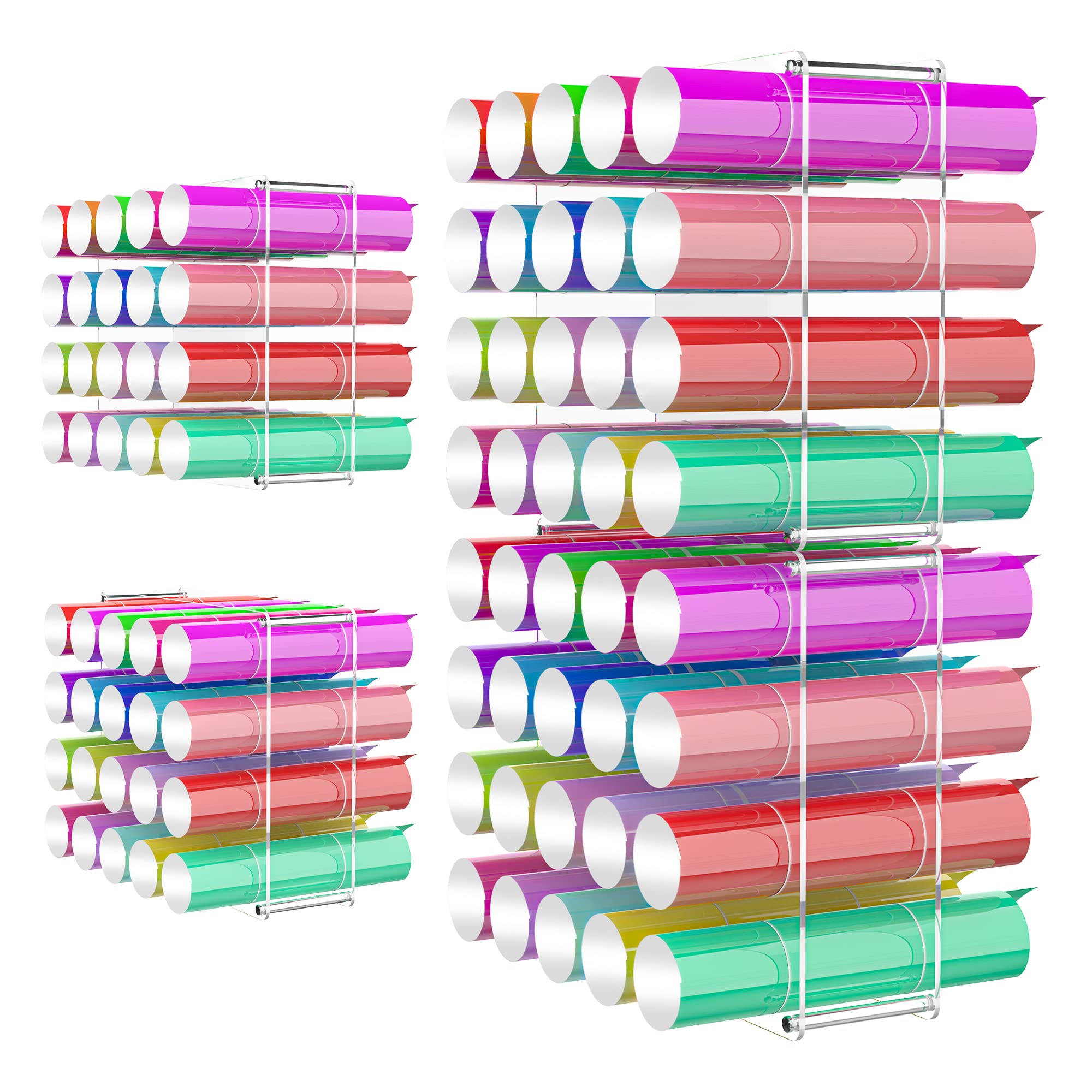 Natonhi Vinyl Roll Holder Vinyl Storage Organize 40-Holes Vinyl Storage Rack for Craft Room Vinyl Roll Storage (2-Pack, Aperture 2.36")