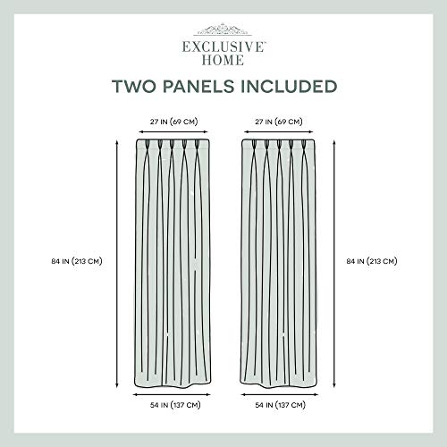 Exclusive Home Loha Light Filtering Pinch Pleat Curtain Panel Pair, 84" Length, Winter White
