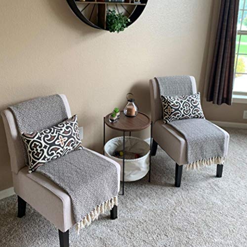 Brown Cotton Throw Blanket - Chevron Pattern with Decorative Fringe - Farmhouse Stripped Throws for Couch Bed Sofa Chair Beach Camping - Lightweight Warm Soft Cozy Soft - Home Living Room Decor