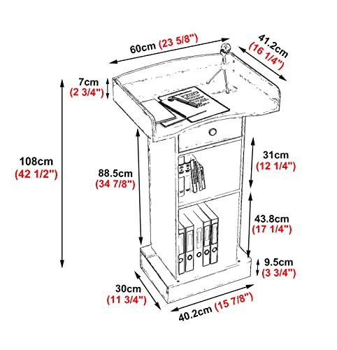MObyat Lectern Podium Stand,Lectern Podium Stand,Pulpit Podium Brown Lecture Stand, Churches Lectern Podiums with Drawer & Storage Shelf, Restaurant Welcome Podium/Teacher Presentation Stand