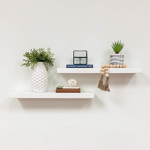 Del Hutson Designs True Floating Shelves, Set of 2 (White, 24 Inch)