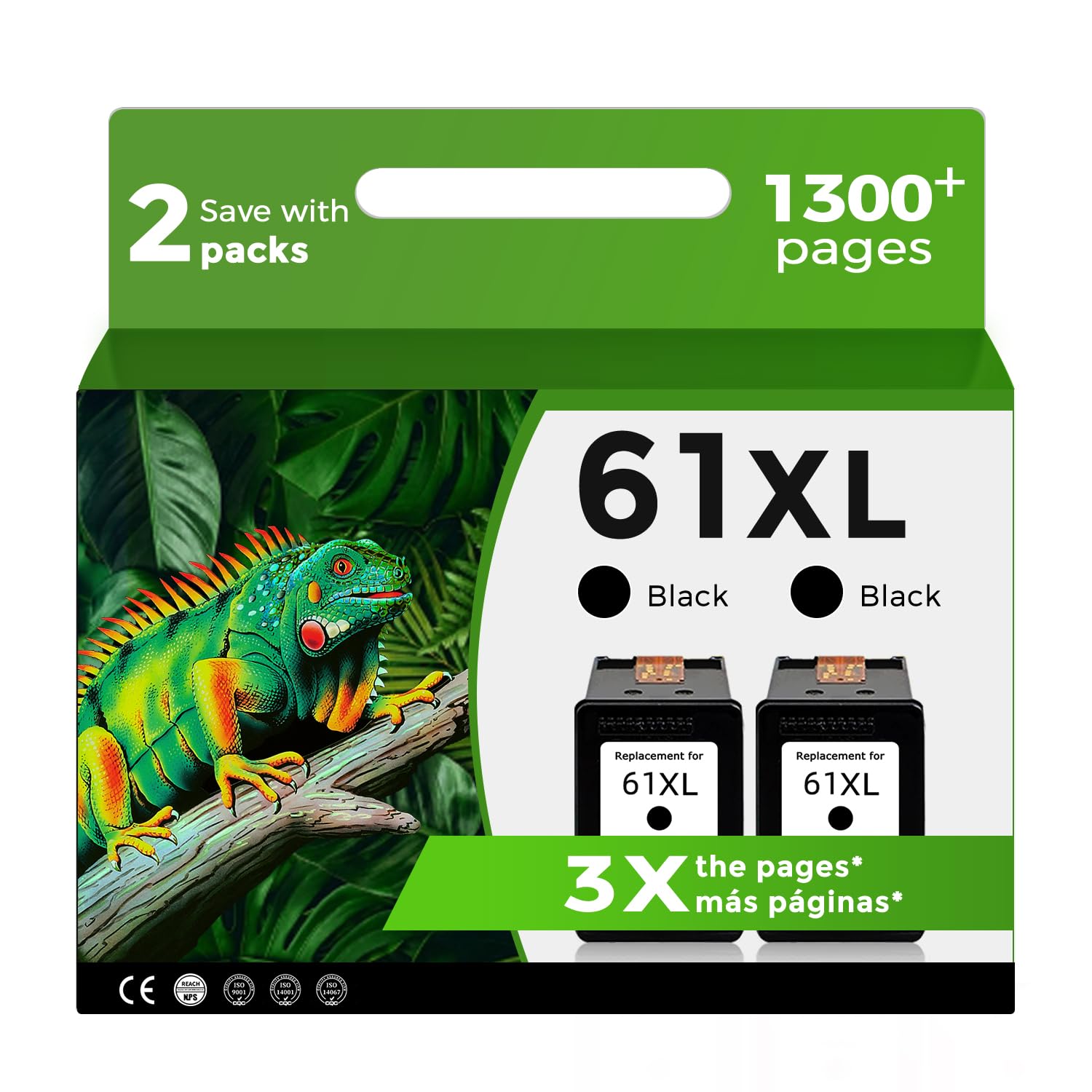 Relcolor HP61 XL Ink Cartridge for HP 61 61XL Black for Envy 4500 5530 4502 5534 5535 Deskjet 2540 2050 3000 3050 1000 1510 1512 1010 1050 1056 OfficeJet 4630 4635 2620 Series Printer