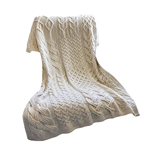 Irish Knit Blanket Supersoft Merino Wool Throw Made in Ireland 42" x 64"