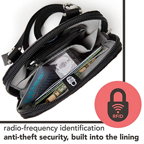 Baggallini BG Arlington Mini Bag - Stylish, Lightweight, Adjustable-Strap Purse With Multiple Pockets and RFID Protection, Black