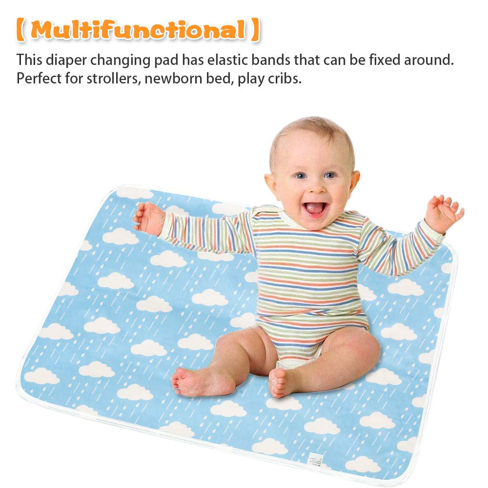 3 Pack Diaper Changing Pad, Maveek Portable Toddler Diaper Changing Pad Waterproof Baby Change Mats Premium Change Pad Liner Bed Pad Play Mat(Green&White&Blue)