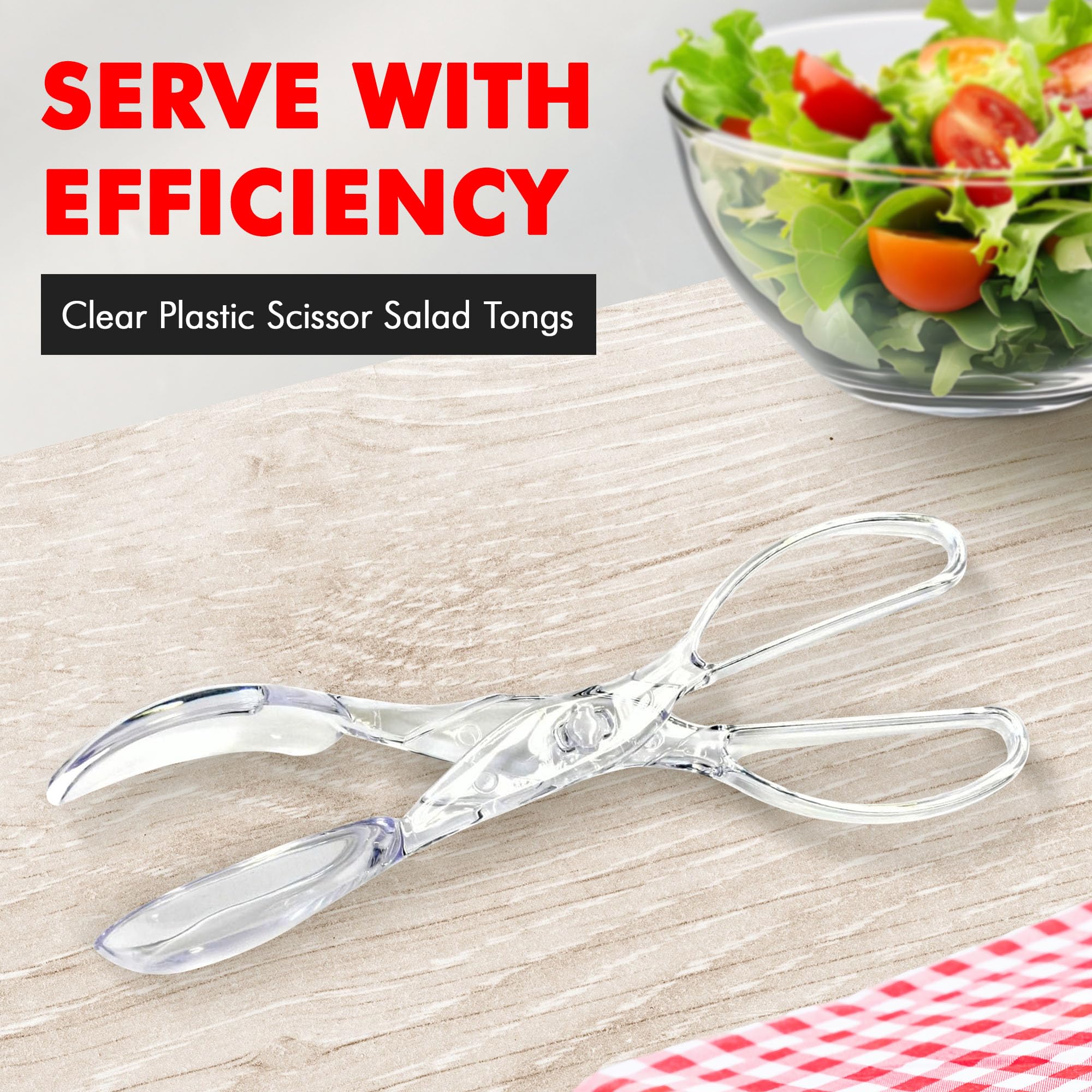 Chef Craft Premium Salad Scissor Tongs, 11 inches in length, Clear