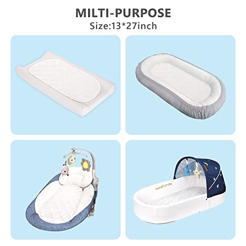 TILLYOU Changing Pad Liners 3 Pack - Premium Changing Pad with Waterproof Coating, Perfect for Baby's Comfortable and Clean Diaper Changing, 27" x 13", Pure White
