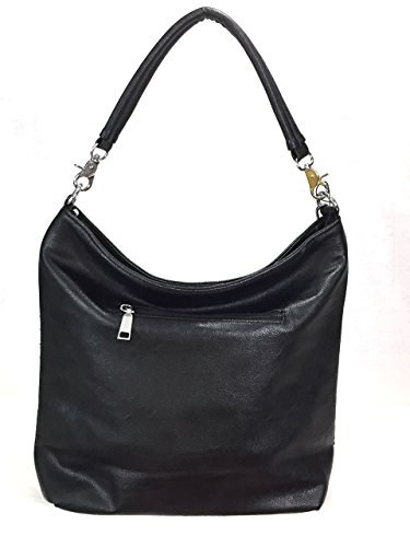 Zzfab Coin Circle Sparkle Hobo Bag with Tassel Black