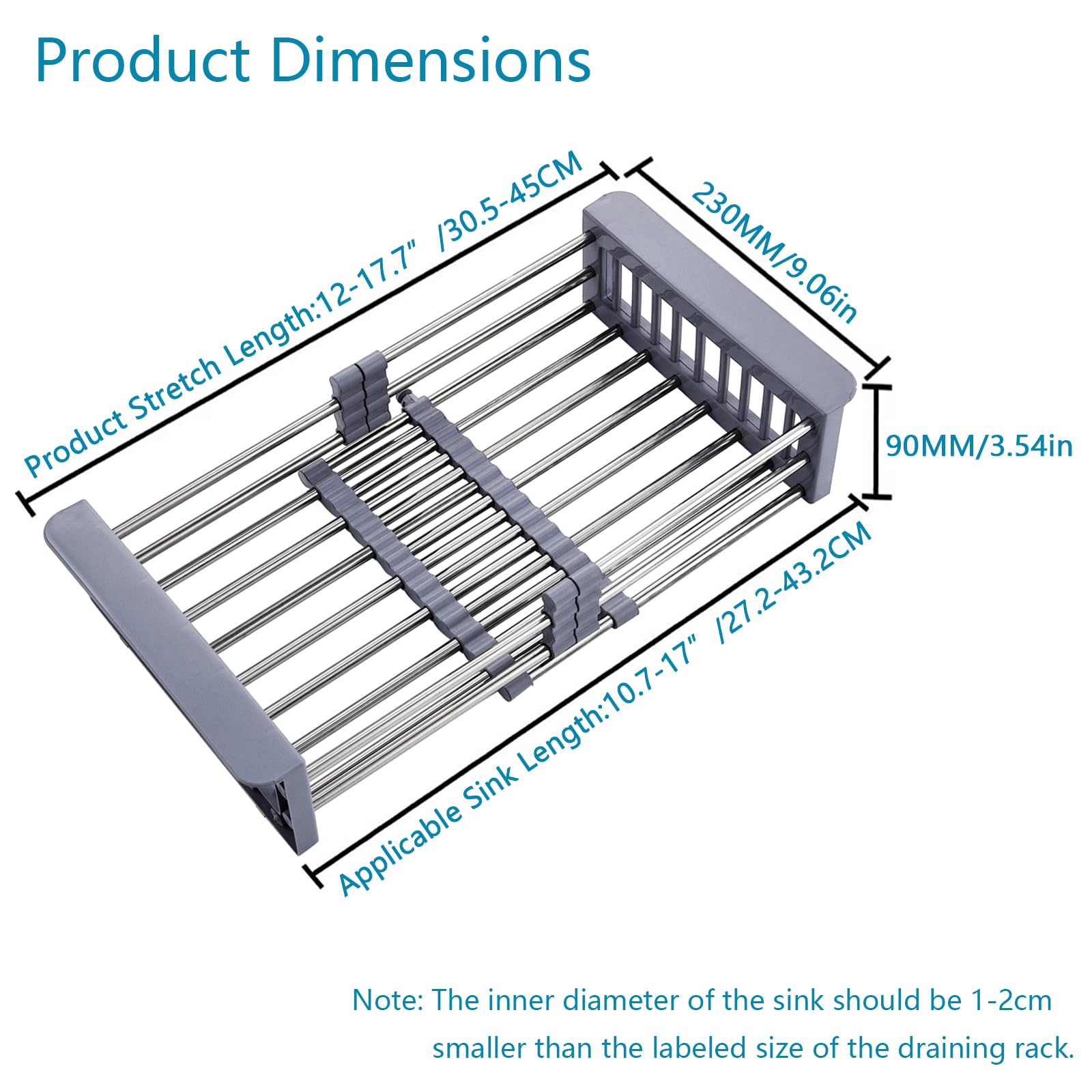 TUTEW Dish Drying Rack, Over The Sink Dish Drying Rack, Stainless Steel Dish Drainer with Adjustable Arms Holder Functional Kitchen Sink Organizer for Vegetable and Fruit