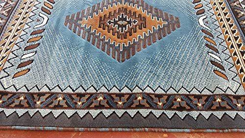 Kingdom Southwest Native American Square Tribal Area Rug Blue Brown Design D143 (5 Feet 3 Inch X 5 Feet 3 Inch Square)