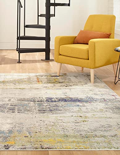 Unique Loom Chromatic Collection Modern Rustic & Vibrant Abstract Area Rug for Any Home Décor, 5 x 8 ft, Beige/Gray