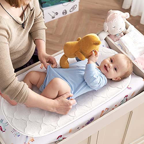 TILLYOU Changing Pad Liners 3 Pack - Premium Changing Pad with Waterproof Coating, Perfect for Baby's Comfortable and Clean Diaper Changing, 27" x 13", Pure White