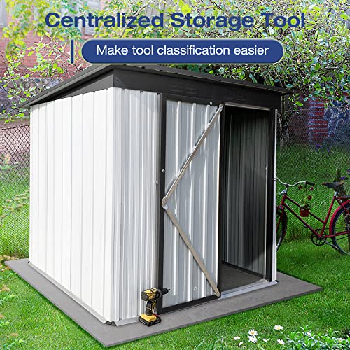 Lyromix 5' × 3' Metal Outdoor Storage Shed with Door & Lock, Waterproof Garden Storage Tool Shed for Backyard Patio,White-Black
