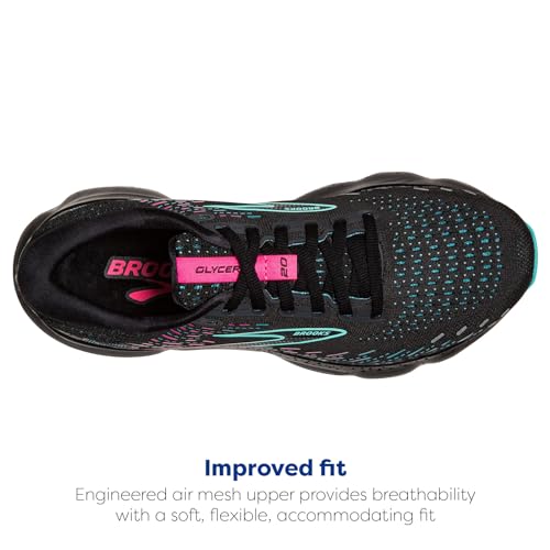Brooks Women's Glycerin 20 Neutral Running Shoe - Black/Blue Light/Pink - 7.5 Medium