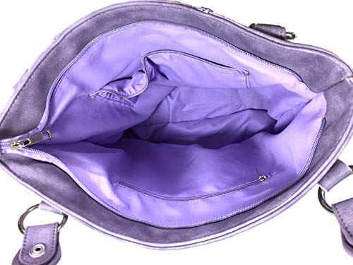 Zzfab Laser Cut Hobo Bag Double Handles Big Purple Purse