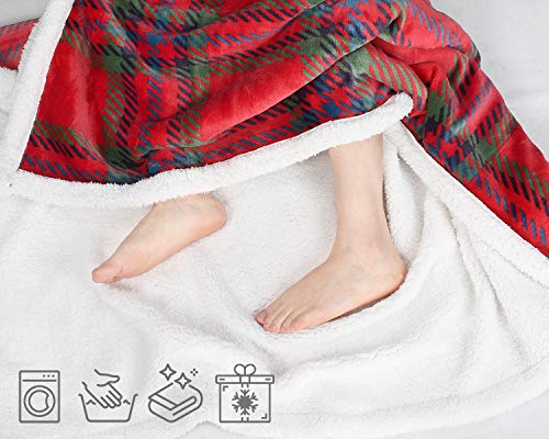 Tirrinia Christmas Blankets and Throws, Scotland, Soft Warm Cozy, Checkered Blanket Winter Cabin Throw, 50β x 60" Red & Green Buffalo Plaid