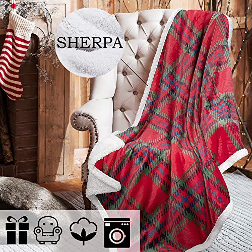 Tirrinia Christmas Blankets and Throws, Scotland, Soft Warm Cozy, Checkered Blanket Winter Cabin Throw, 50β x 60" Red & Green Buffalo Plaid