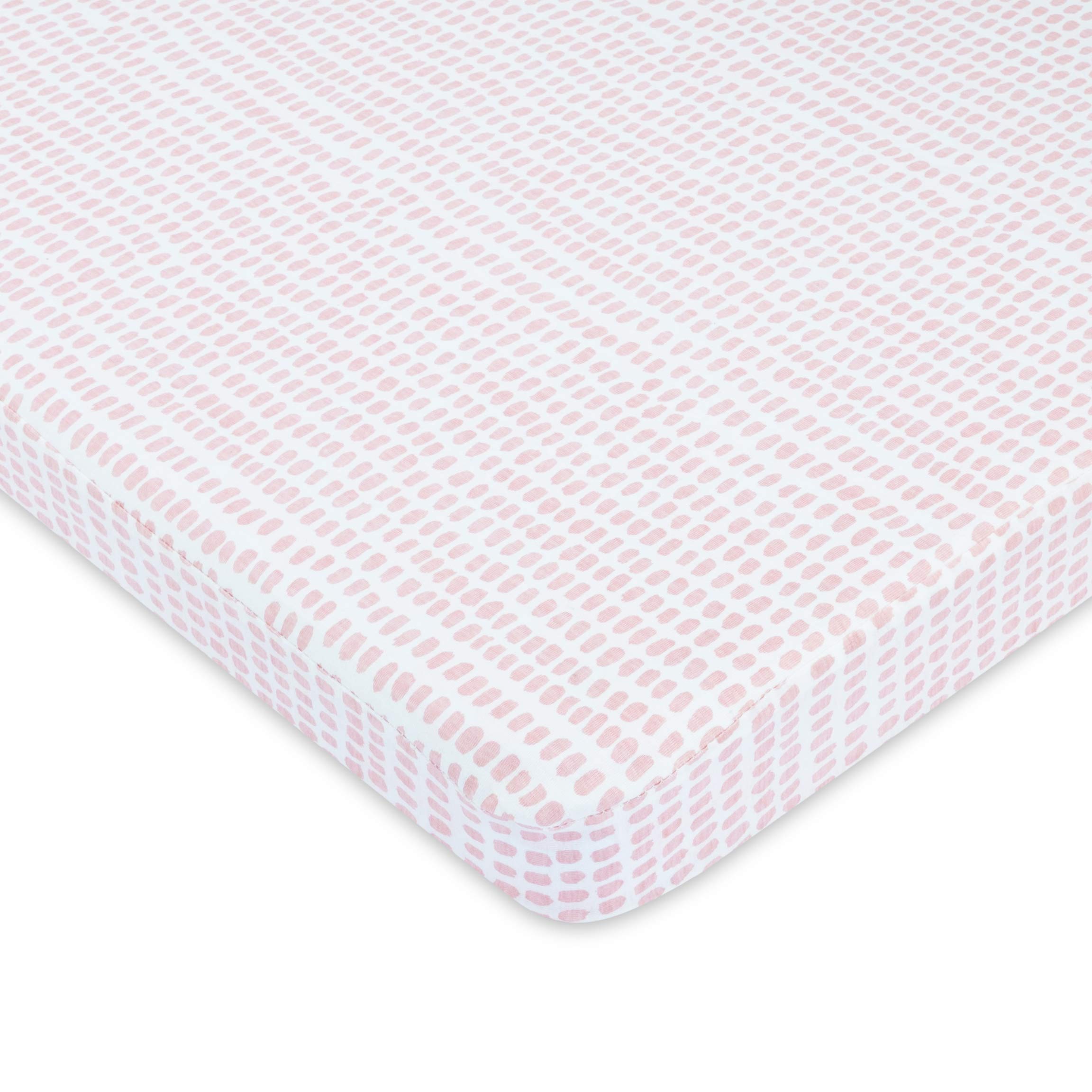 Ely's & Co. Patent Pending Waterproof Pack N Play/Mini Portable Crib Sheet with Mattress Pad Cover Protection I Mauve Pink Stripes and Splash by Ely's & Co.