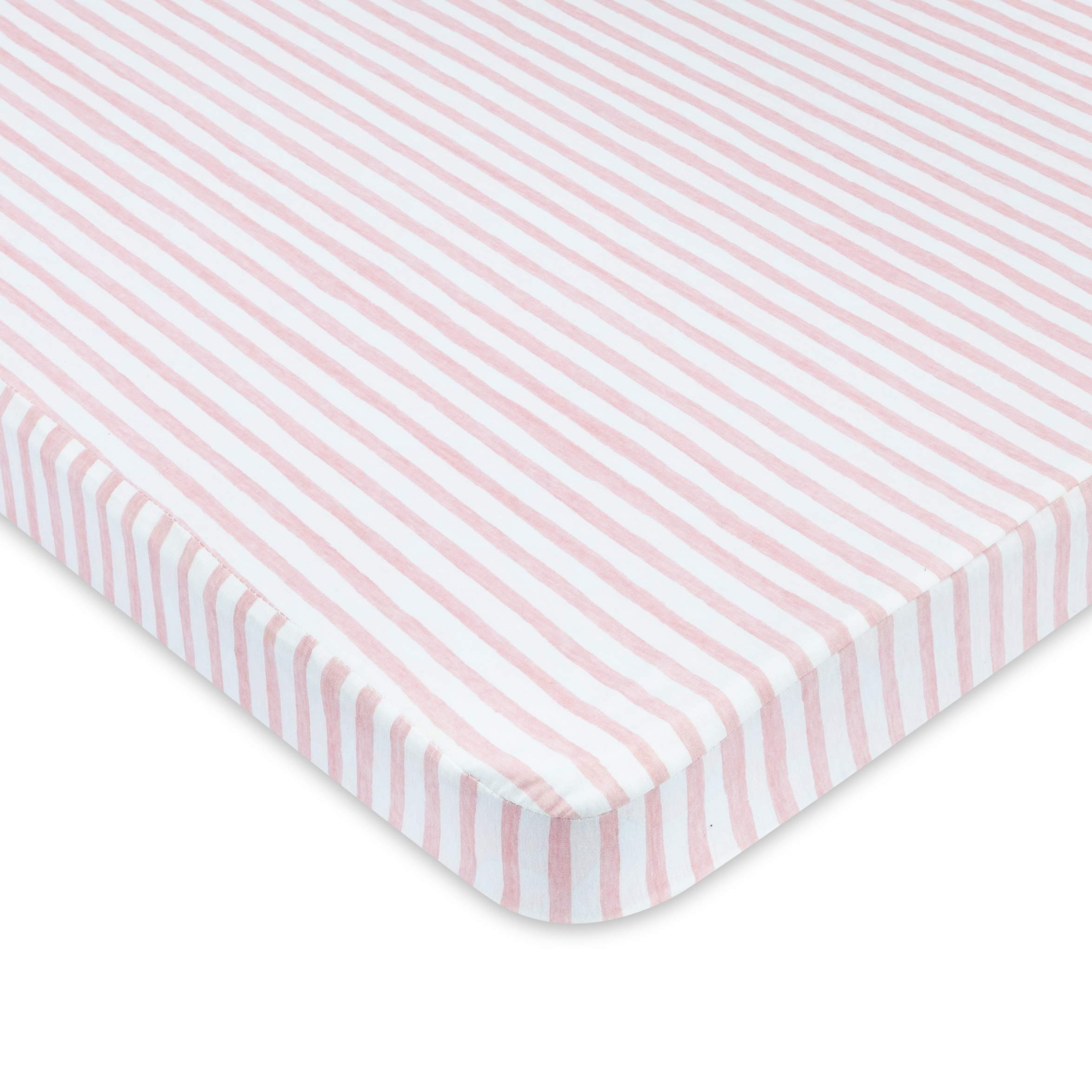 Ely's & Co. Patent Pending Waterproof Pack N Play/Mini Portable Crib Sheet with Mattress Pad Cover Protection I Mauve Pink Stripes and Splash by Ely's & Co.