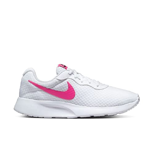 Nike Womens Tanjun, White/Rush Pink-Black, 5