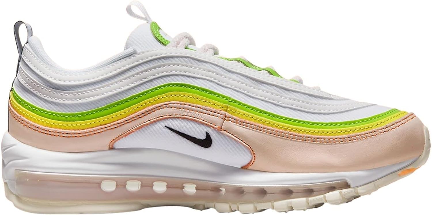 Nike womens Air Max 97 Low-top Trainers, White/Black-pearl Pink, 7.5