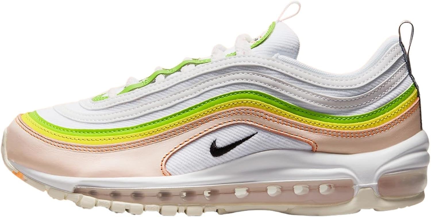 Nike womens Air Max 97 Low-top Trainers, White/Black-pearl Pink, 7.5