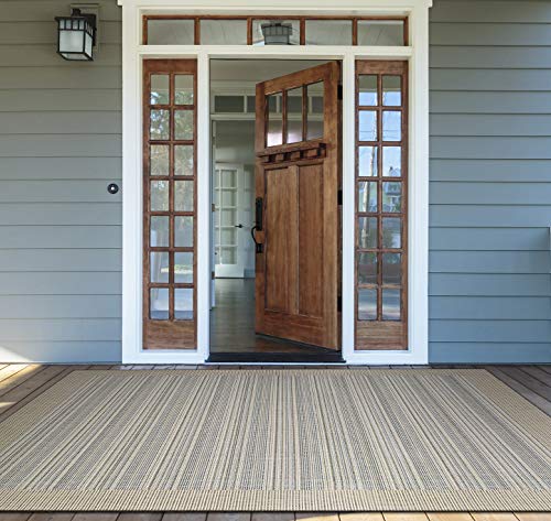 Couristan Monaco Indoor/Outdoor Area Rug for Patios, Decks, Kitchens, and Laundry Rooms, All-Weather, Pet-Friendly and Easy to Clean, Bowline Pattern in Cocoa Natural-Ivory, 5'10" x 9'2"