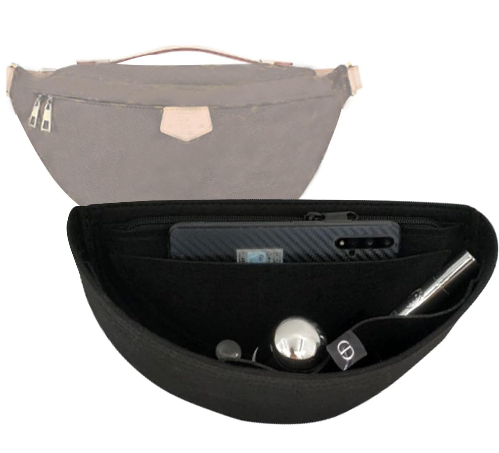 Purse Organizer Insert for Waistpack Inner Sleeve BUMBAG Lining Bag Storage Bag2047black