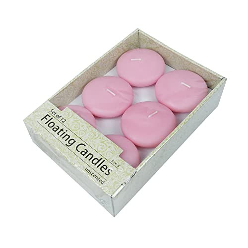 Zest Candle 12-Piece Floating Candles, 3-Inch, Light Rose