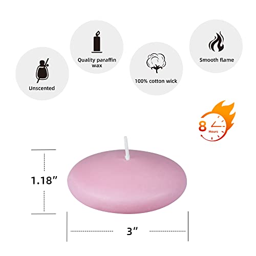 Zest Candle 12-Piece Floating Candles, 3-Inch, Light Rose