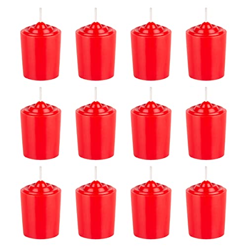 Mega Candles 12 pcs Unscented Red Votive Candle, Hand Poured Wax Candles 15 Hours 1.5 Inch x 2.25 Inch, Home Décor, Wedding Receptions, Baby Showers, Birthdays, Celebrations, Party Favors & More