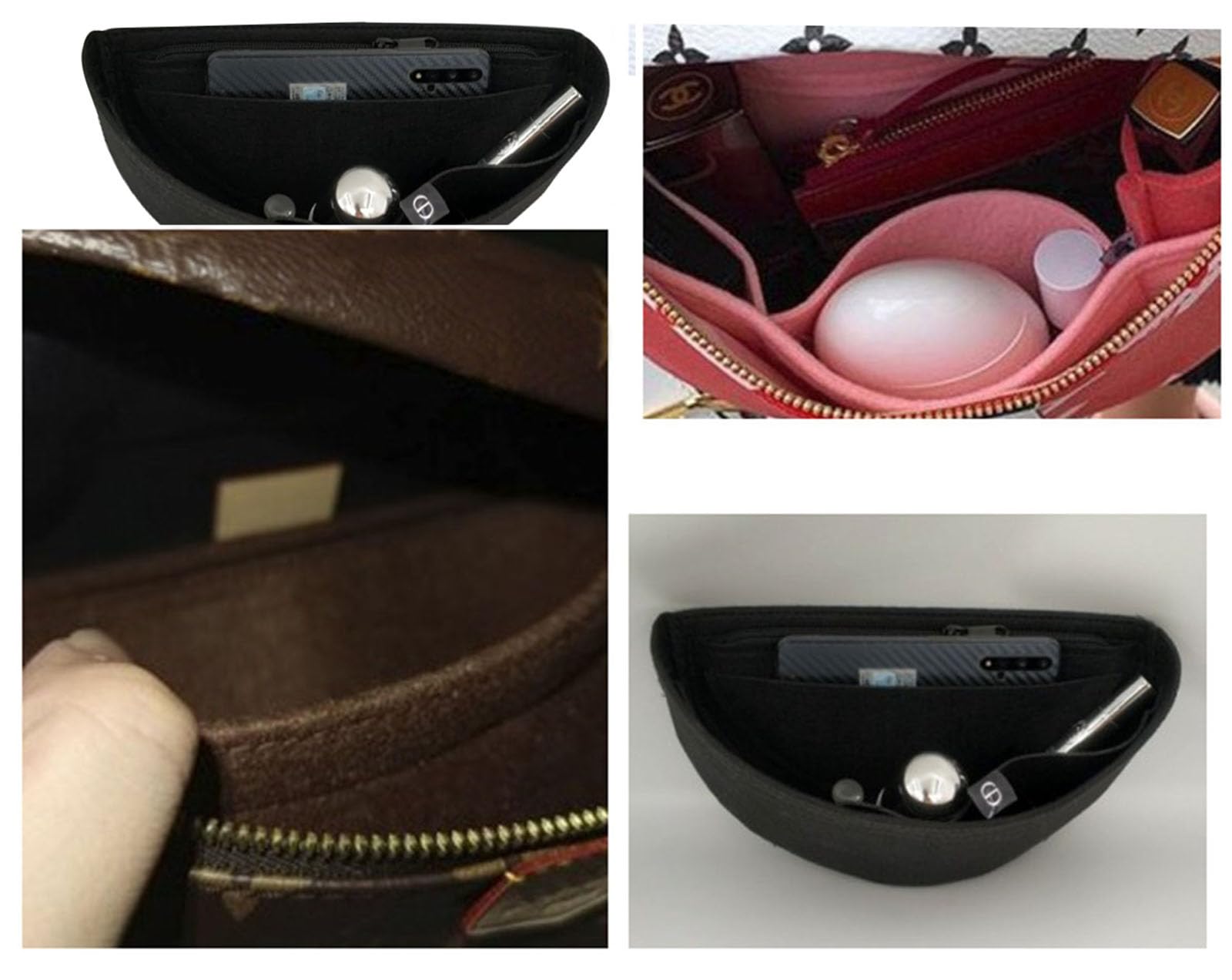 Purse Organizer Insert for Waistpack Inner Sleeve BUMBAG Lining Bag Storage Bag2047black
