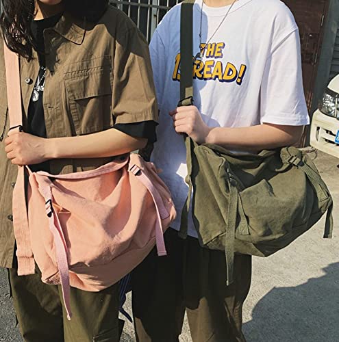 Trendy Canvas Hobo Bag for Women Men Sholder Bag Satchel Purse Large Messenger Bag Tote Handbag Adjustable Strap